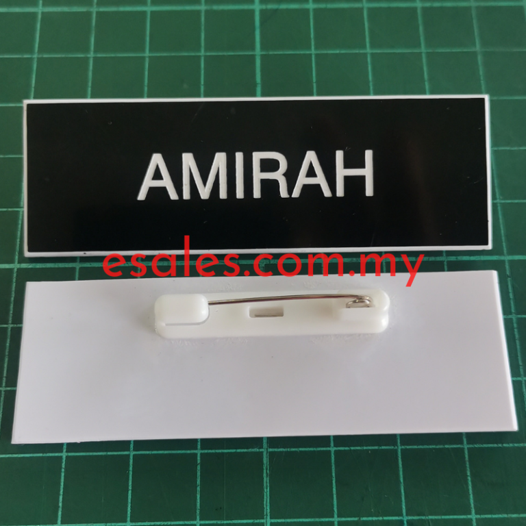 Name Tag 2576NT-BK-WE, Pin, Engraving Name Tag Black Surface White Base ...