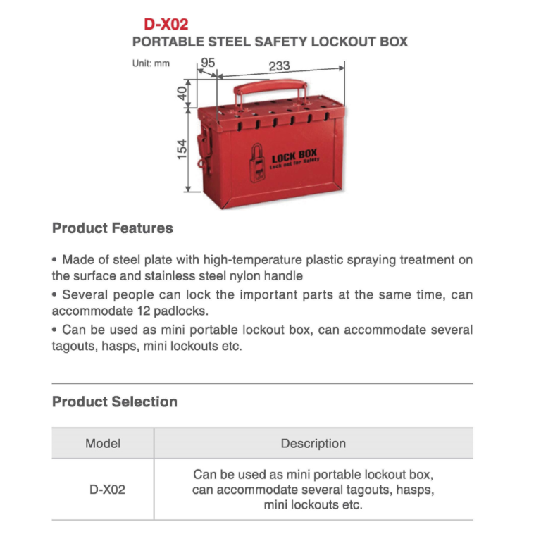 LOTO Safety Lockout D-X02 Portable Steel Safety Lockout Box - Pepper ...